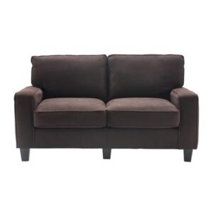 pemberly row modern/contemporary palisades 61" loveseat in dark brown