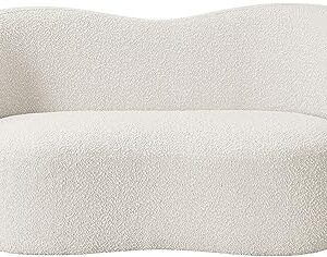 Meridian Furniture 108Cream-L Principessa Collection Modern | Contemporary Loveseat with Rich Cream Boucle Fabric, Curved Seat and Back, 68" W x 35" D x 29" H, Cream