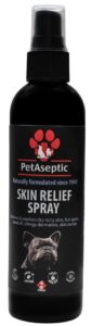 petaseptic skin relief spray for dogs | relieves dry itchy skin, hot spots, dandruff, allergy dermatitis, & skin rashes | clear, stainless, & greaseless | provides fast, temporary relief | 4oz spray