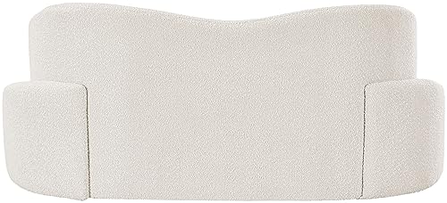 Meridian Furniture 108Cream-L Principessa Collection Modern | Contemporary Loveseat with Rich Cream Boucle Fabric, Curved Seat and Back, 68" W x 35" D x 29" H, Cream