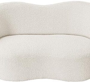 Meridian Furniture 108Cream-L Principessa Collection Modern | Contemporary Loveseat with Rich Cream Boucle Fabric, Curved Seat and Back, 68" W x 35" D x 29" H, Cream