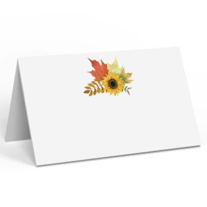 thanksgiving day name tents, seating cards, table tent cards, food tent cards - 25 pack, easy to write, 3.5×2 inches, thanksgiving day party decorations gej03