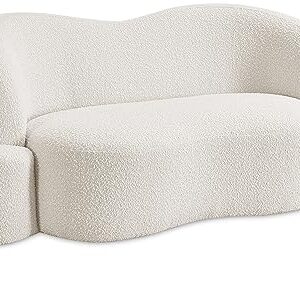 Meridian Furniture 108Cream-L Principessa Collection Modern | Contemporary Loveseat with Rich Cream Boucle Fabric, Curved Seat and Back, 68" W x 35" D x 29" H, Cream