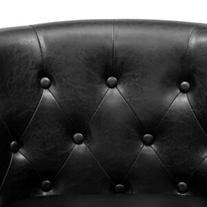 Naomi Home Barrel Love Seat, Button Tufted Faux Leather Barrel Loveseat Sofas, Faux Leather couches, Small Loveseats for Small Spaces, Bedrooms, Love Seat Couches for Living Room - Black