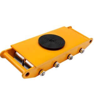 FAHKNS Machinery Moving Skate Heavy Duty Machinery Skates Cargo Mover 12T Machine Skates with 360° Rotation Cap 6 Steel Rollers for Heavy Duty Industrial Moving Equipment(Yellow)