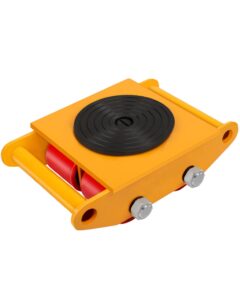 fahkns machinery moving skate heavy duty machinery skates cargo mover 6t machine skates with 360° rotation cap 4 pu rollers for heavy duty industrial moving equipment(yellow)