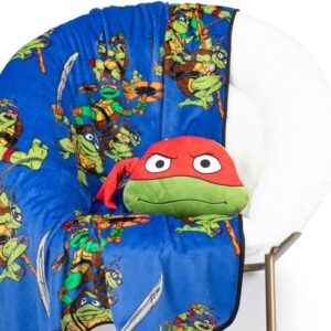 Nickelodeon Teenage Mutant Ninja Turtles Mutant Mayhem Raphael Nogginz Set - 40 x 50 Inch Blanket & Plush Pillow Set, Kids Super Soft 2 Piece Set