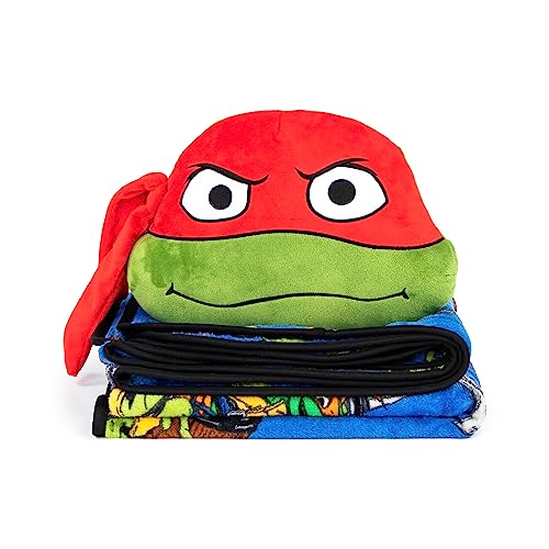 Nickelodeon Teenage Mutant Ninja Turtles Mutant Mayhem Raphael Nogginz Set - 40 x 50 Inch Blanket & Plush Pillow Set, Kids Super Soft 2 Piece Set