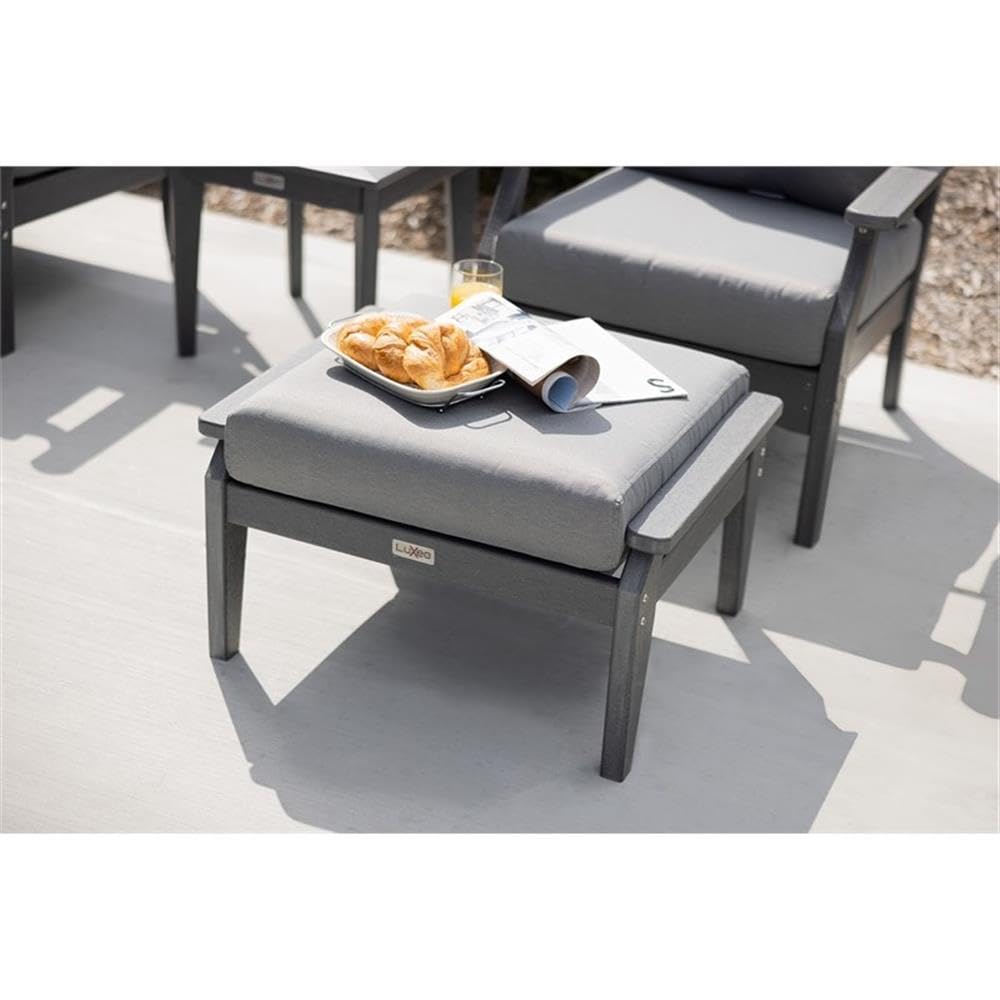 LuXeo Aspen Gray Ottoman with Gray Cushion