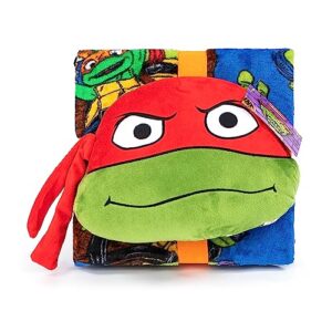 Nickelodeon Teenage Mutant Ninja Turtles Mutant Mayhem Raphael Nogginz Set - 40 x 50 Inch Blanket & Plush Pillow Set, Kids Super Soft 2 Piece Set