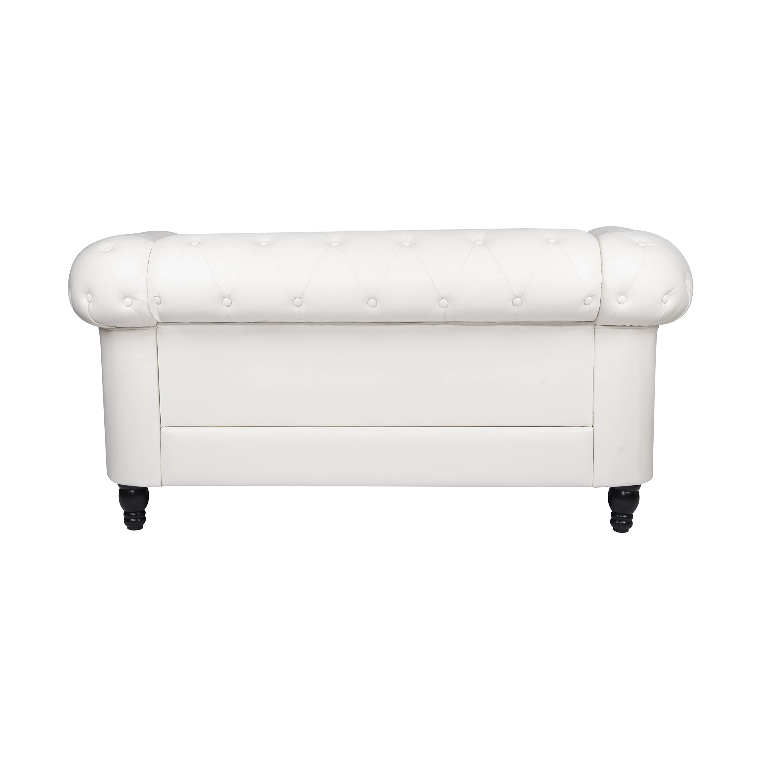 Naomi Home Chesterfield Leather Loveseat, Mini Sofa Sleeper Love Seat, Small Sofas Bed with Rolled Arms, Tufted Cushions 2 Seater Sectional Small Loveseats for Small Spaces, Living Room White