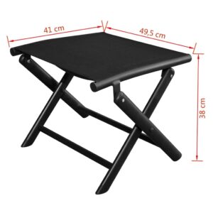 CUMYZO Folding Footstool Black Aluminum and Textilene 2.1kg/4.62lb