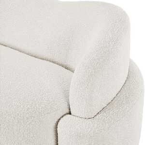 Meridian Furniture 108Cream-L Principessa Collection Modern | Contemporary Loveseat with Rich Cream Boucle Fabric, Curved Seat and Back, 68" W x 35" D x 29" H, Cream