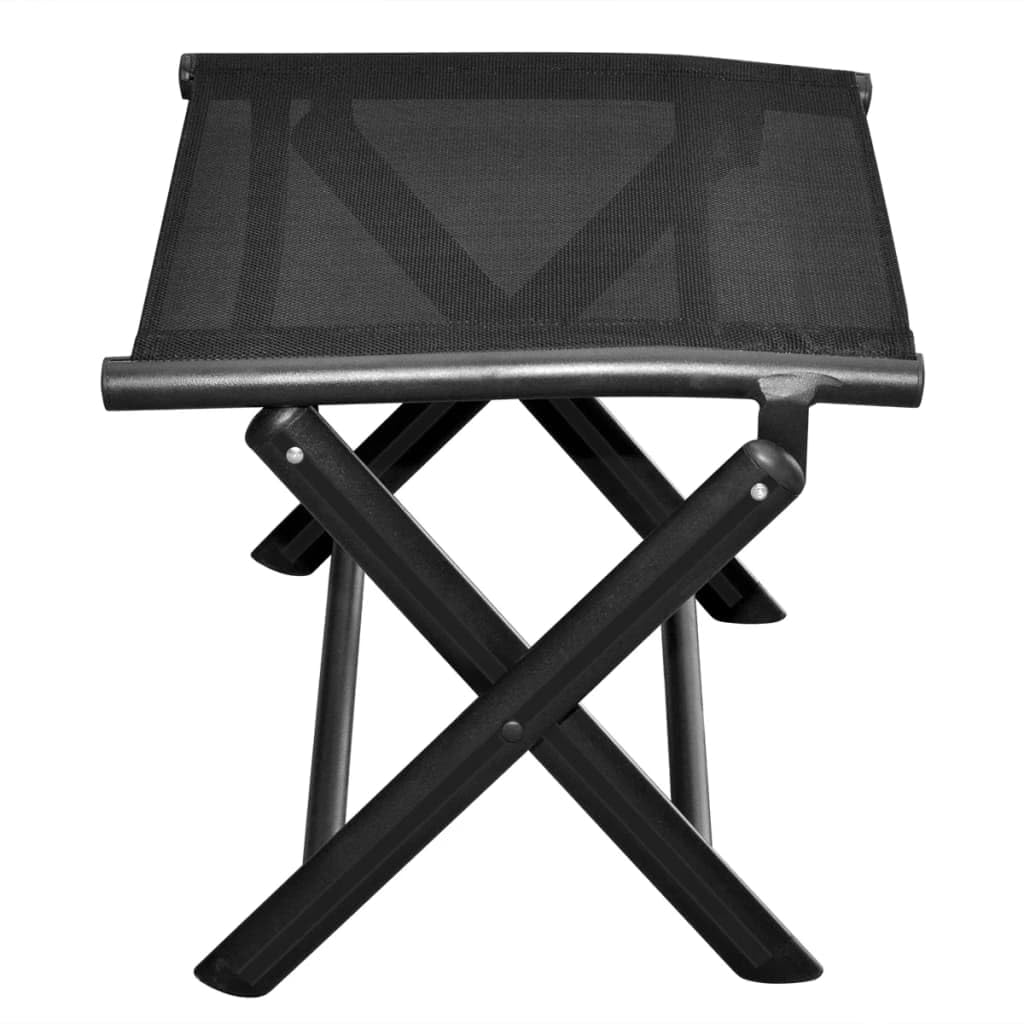 CUMYZO Folding Footstool Black Aluminum and Textilene 2.1kg/4.62lb