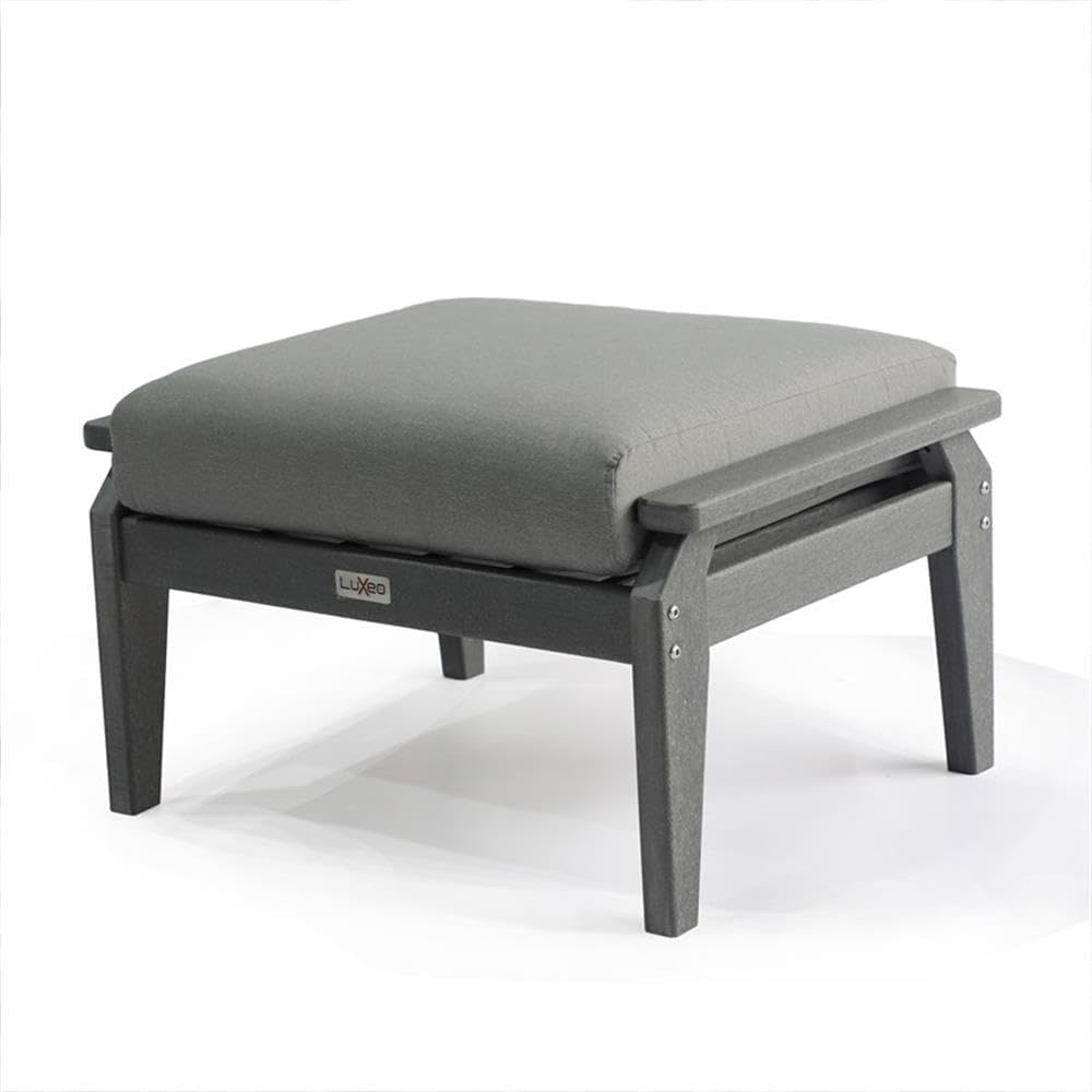 LuXeo Aspen Gray Ottoman with Gray Cushion