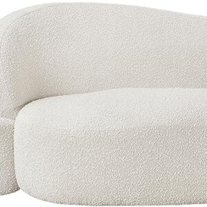 Meridian Furniture 108Cream-L Principessa Collection Modern | Contemporary Loveseat with Rich Cream Boucle Fabric, Curved Seat and Back, 68" W x 35" D x 29" H, Cream