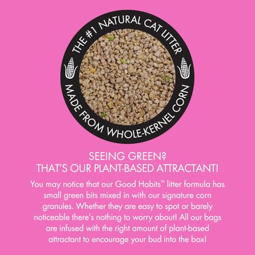 WORLD'S BEST CAT LITTER Good Habits Cat Attract Litter | Natural Plant-Based Attractant | Multicat Flushable Corn Litter | Unscented Odor Control | Low Tracking & Lightweight | Made in USA 15lb Bag