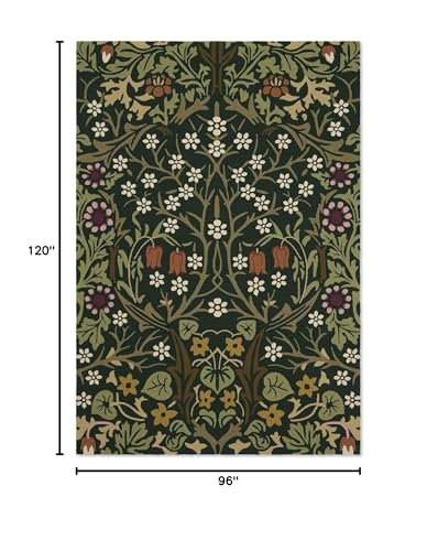 Restoration and Renovation Handmade Floral Area Rug | Vibrant Flower Design, Exquisite Craftsmanship Premium Quality | Living Room Bedroom & Kitchen Décor (Green, 5' x 8')