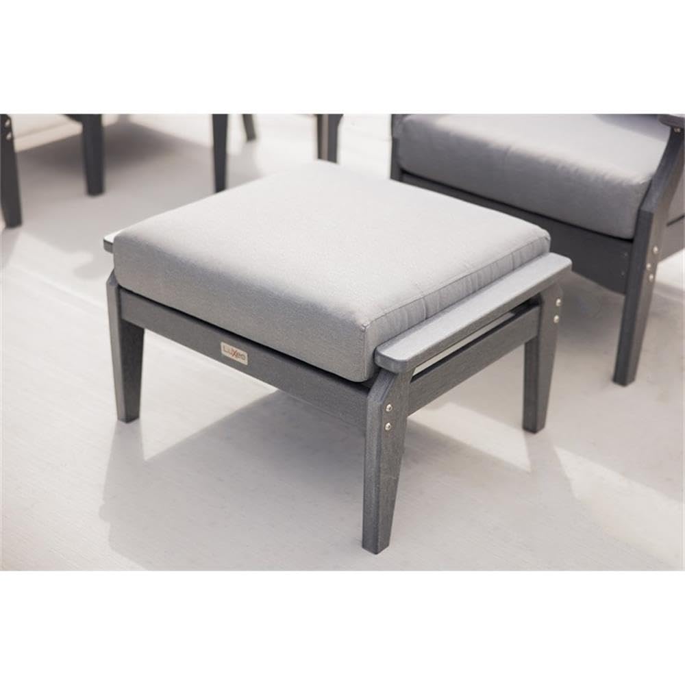 LuXeo Aspen Gray Ottoman with Gray Cushion