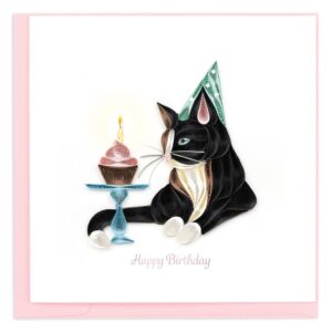 quilling card 3-d greeting card - birthday cat