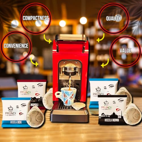 PRENDI Spinel Ciao Espresso Coffee Machine, Single Serve Coffee Maker, Espresso Coffee Pod Machine Comes with 100 pods FREE ((Guaranteed to Boost Your Morning)