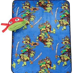 Nickelodeon Teenage Mutant Ninja Turtles Mutant Mayhem Raphael Nogginz Set - 40 x 50 Inch Blanket & Plush Pillow Set, Kids Super Soft 2 Piece Set