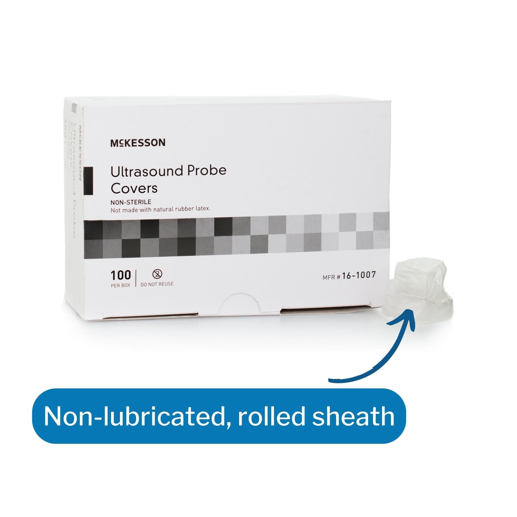 McKesson Ultrasound Probe Cover - Disposable Hygienic Protection for Accurate Ultrasound Detection, Latex-Free, Non-Lubricated, Individually Packaged, 1 in x 9 in, 100 Count, 1 Pack