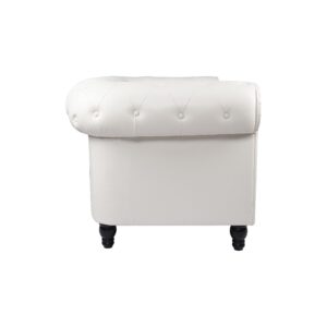 Naomi Home Chesterfield Leather Loveseat, Mini Sofa Sleeper Love Seat, Small Sofas Bed with Rolled Arms, Tufted Cushions 2 Seater Sectional Small Loveseats for Small Spaces, Living Room White