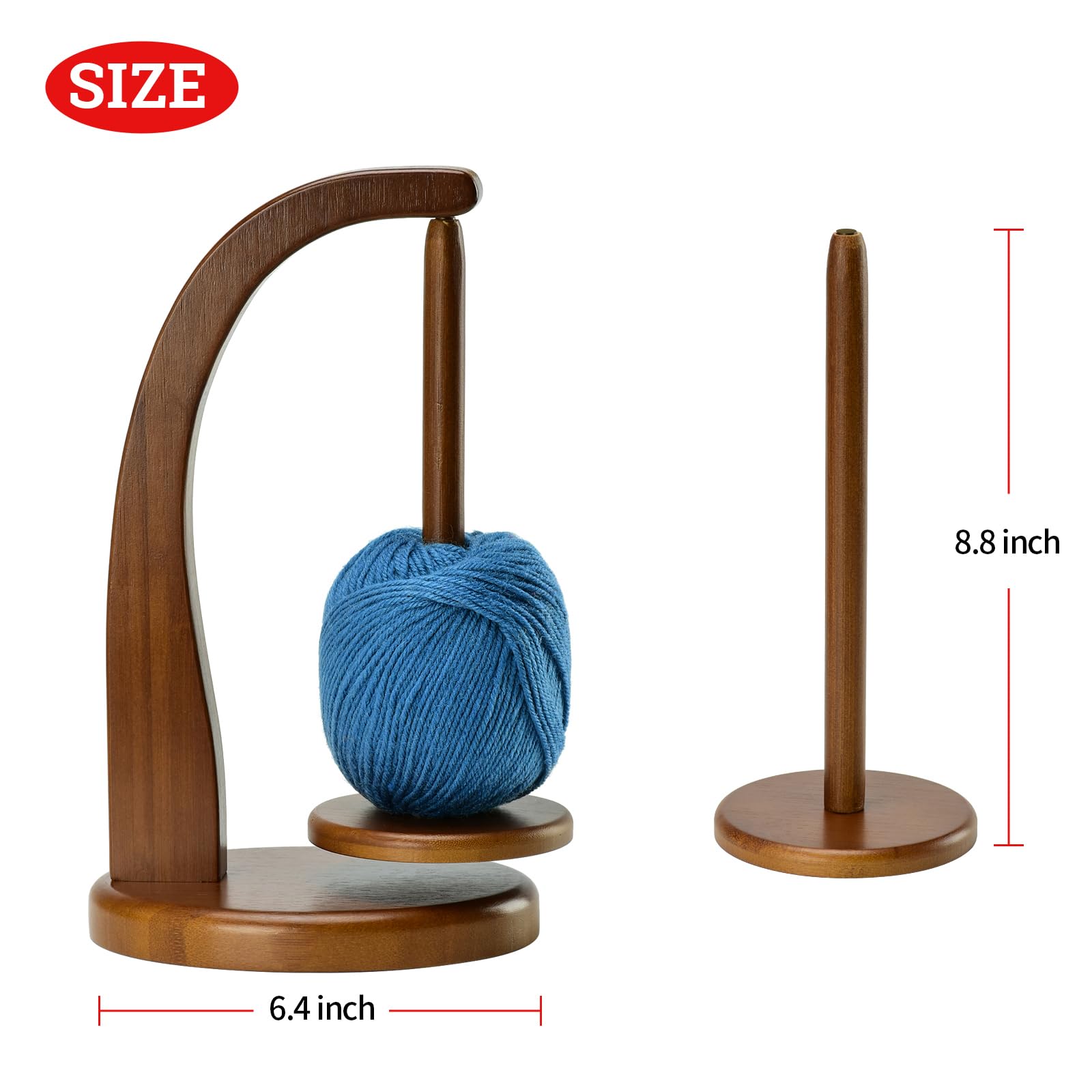 Yarn Holder for Knitting and Crocheting,Crochet Gift for Knitting Lovers,Wooden Yarn Spinner for Crochet by Artowell (Walnut Color)