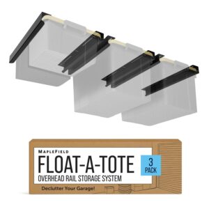 maplefield float-a-tote garage overhead storage racks - 3 pack (6 rails) - adjustable ceiling racks for tote bins - supports 40 lbs - easy installation