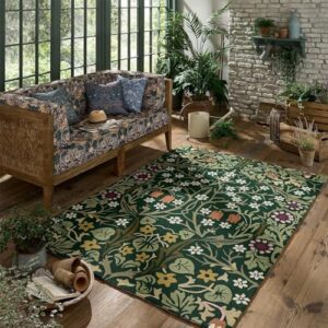 restoration and renovation handmade floral area rug | vibrant flower design, exquisite craftsmanship premium quality | living room bedroom & kitchen décor (green, 5' x 8')