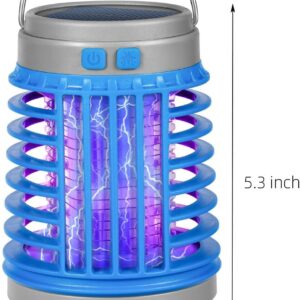 Solar Bug Zapper Outdoor Waterproof Mosquito Zapper for Patio Home Camping, 3 in 1 Cordless Mosquito Light Killer Portable Small Bug Zapper - Camping Light, Mosquito Killer, Flashlight - Blue, 2 PCS