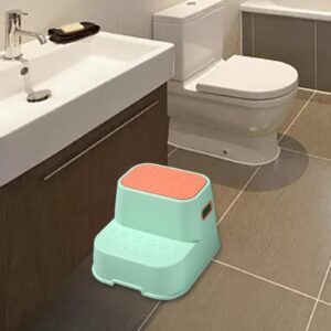 AMLESO Step Stool, 2 Step Stool, Sturdy Portable Toilet Stool, Bedside Step Stool, for Bedroom Kitchen Kitchen and Toilet Training Entryway, Green