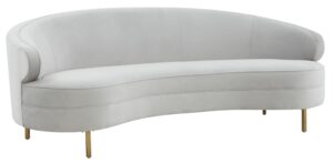 safavieh couture collection primrose light grey velvet/gold curved sofa (fully assembled)