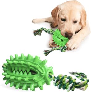 dog chew toys dog toothbrush stick teeth cleaning brush dental for small medium large dog, rubber dog squeaky toys for aggressive chewers cactus tough toys interactive for training cleaning teeth