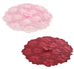 charles viancin - set of 2 geranium 4 inch silicone drink covers - airtight seal