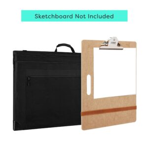 Light Weight Art Portfolio Tote Bag, Portfolio Folder for Artwork, Art, Nylon Art Bags for Supplies, Black Art Organizer, 24 x 36, Adjustable Shoulder & Hand Strap