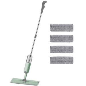 true & tidy spray mop for floor cleaning wet spray mop with 12 oz refillable bottle and 4 washable microfiber pads home or commercial use dry wet flat mop for hardwood laminate wood ceramic (mint)