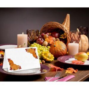 Thanksgiving Day Table Place Card, 25-Piece Tent Style Cards Set, Special Paper Easy-to-Write and Foldable, Seating Cards for Thanksgiving Day Party, Food Labels -G01