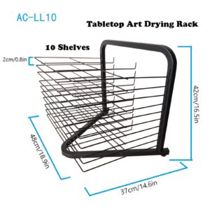 JIAHESHYP Tabletop Art Drying Rack Art Organizer for Kids, Sturdy Metal A3 Paper Painting Drying Rack Artwork Storage Display Shelf for Classrooms, Art Studio, 10 Shelves, Black