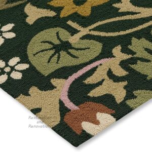 Restoration and Renovation Handmade Floral Area Rug | Vibrant Flower Design, Exquisite Craftsmanship Premium Quality | Living Room Bedroom & Kitchen Décor (Green, 5' x 8')