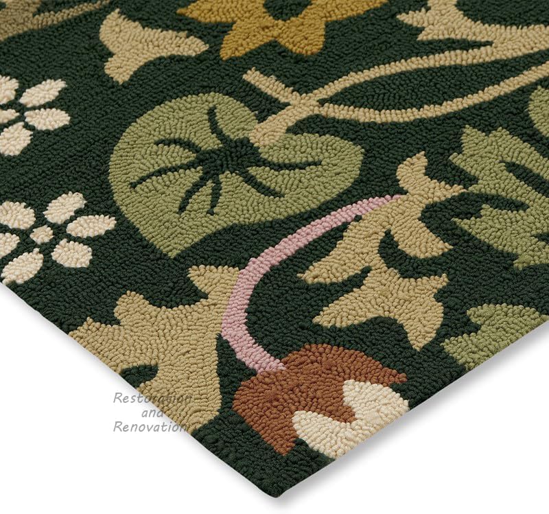 Restoration and Renovation Handmade Floral Area Rug | Vibrant Flower Design, Exquisite Craftsmanship Premium Quality | Living Room Bedroom & Kitchen Décor (Green, 5' x 8')