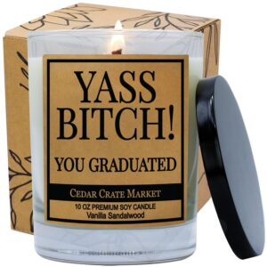 scented candle gifts for graduation | funny graduation candles gifts for women men, i love you gift ideas for best friend, bff, her, him, daughter, son, sister - vanilla sandalwood