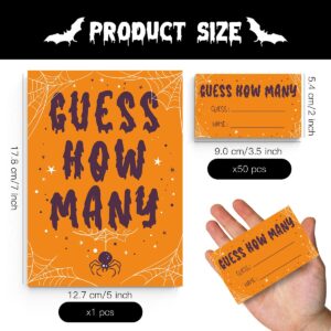 Halloween Games - Guess How Many Games, 1 Game Sign + 50 Guessing Cards, Halloween Party Game and Activity for Halloween Baby Shower, Halloween Party Decorations WSJ02