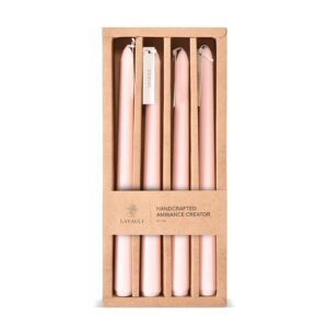 lavault taper candles for dinner tables - tall candle sticks - slow-burning tapered candles - long candles for home, events and special occasions- pink - floral aroma