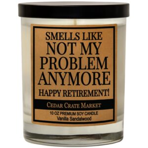 retirement gifts for women men 2024 | funny retirement candle for woman | sandalwood vanilla candle gifts for boss teacher military, humorous gifts, farewell gifts for manager, coworker | made in usa