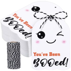 tenceur 80 pcs you've been booed halloween tags with rope, ghost boo gift tags for presents halloween party favor tags hanging gift label for halloween party decoration, trick or treat candy boxes