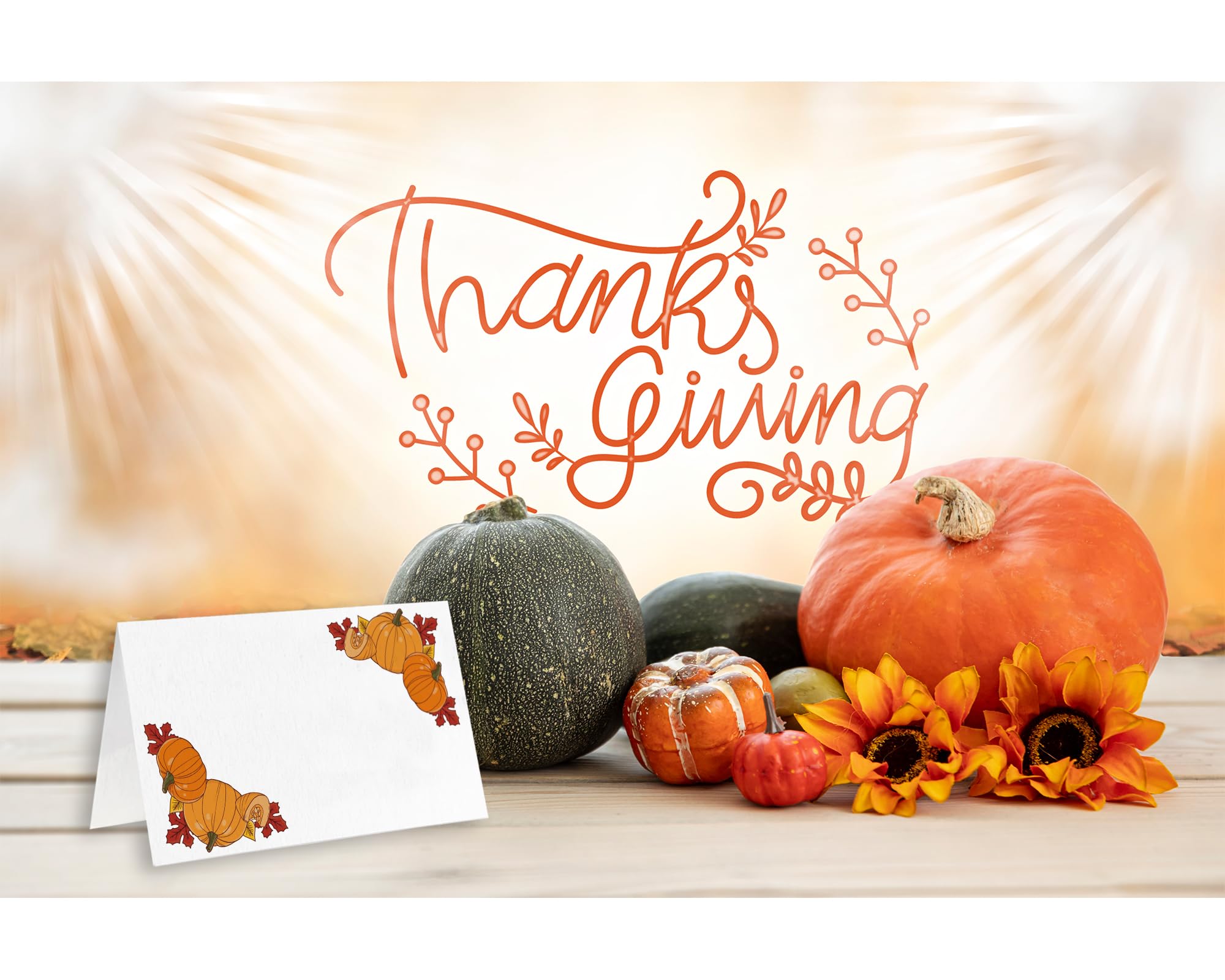 Thanksgiving Day Table Place Card, 25-Piece Tent Style Cards Set, Special Paper Easy-to-Write and Foldable, Seating Cards for Thanksgiving Day Party, Food Labels -G01