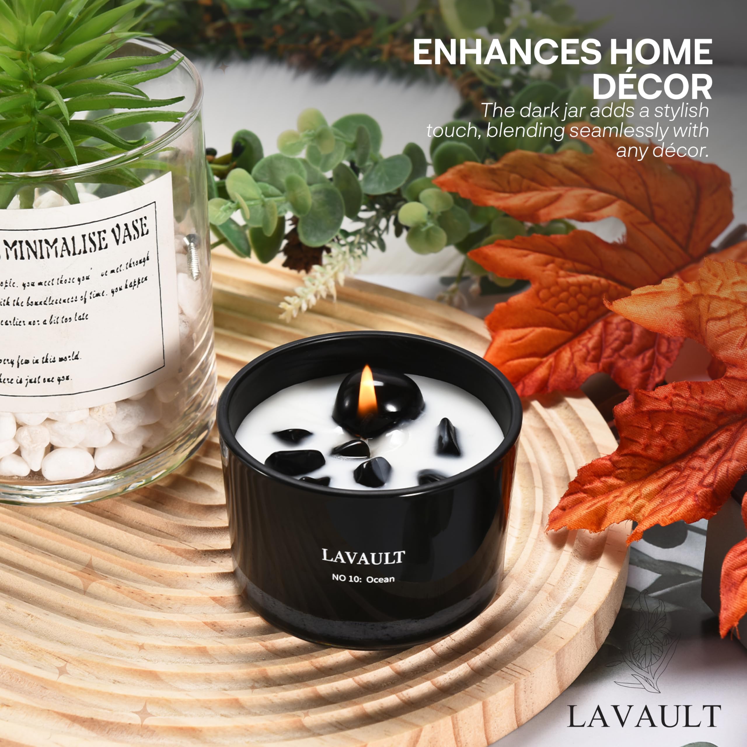 Lavault Scented Candles for Women - 3oz - Aromatherapy Candle with Long-Lasting Burn Time - Soothing Wax Candle - Warm and Cozy Atmosphere - Thoughtful Gift Ideas (Black)