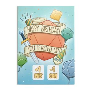 glassstaff birthday greeting card with d20 dice envelope for dungeons and dragons - dnd dice postcard gift dnd birthday decorations dnd gifts for men, women and dm/gm dungeon master